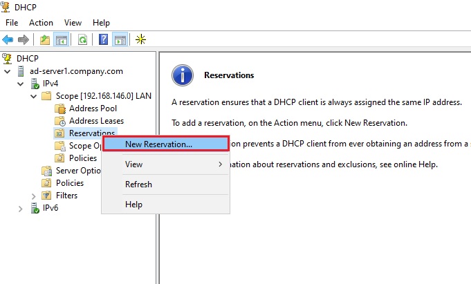 Cấu hình IP Reservation (đặt trước cố định IP) trong DHCP – Windows ...