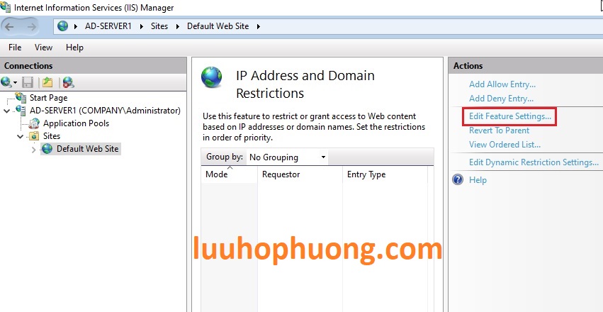 Cấu hình giới hạn địa chỉ IP và Domain trong IIS Web Server-Windows Server 2022 - Luu Ho Phuong Blog