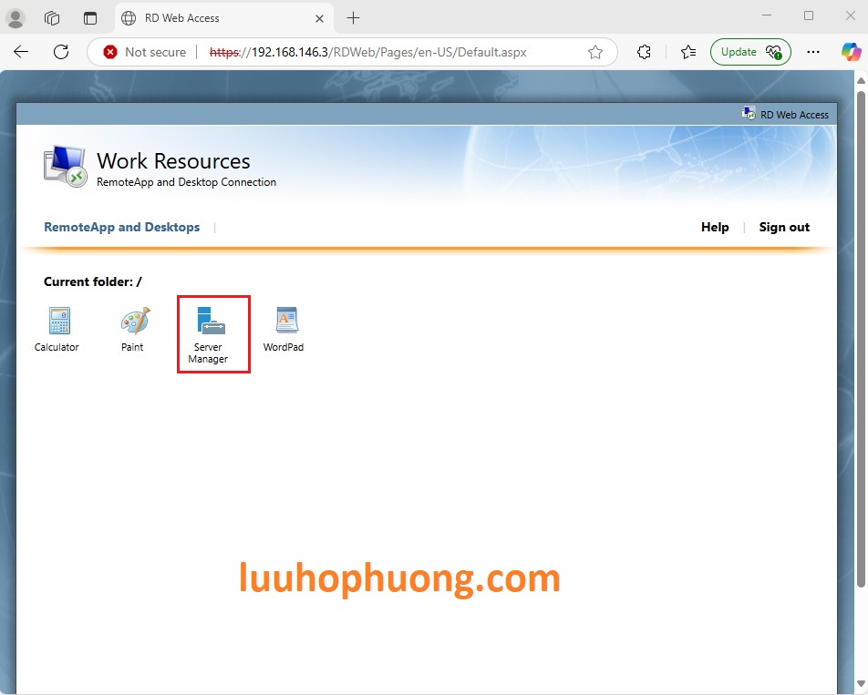 Hướng dẫn cách cài đặt và cấu hình RemoteApp - Windows Server 2022 - Luu Ho Phuong Blog