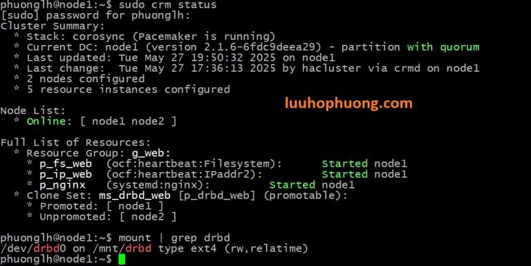 Hướng dẫn triển khai HA Cluster với Pacemaker, Corosync, DRBD và NGINX ...