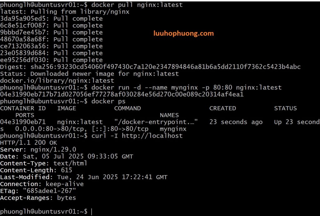 Hướng dẫn cài đặt Docker trên Ubuntu 24.04 và chạy Nginx bằng Docker - Luu Ho Phuong Blog
